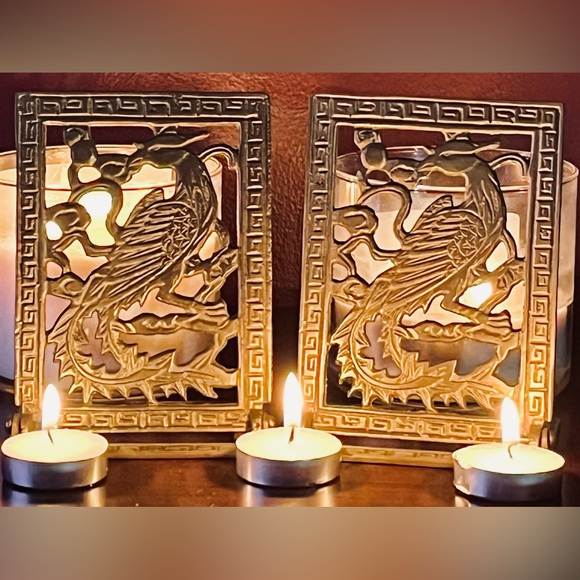 Accents | Vintage Brass Chinoiserie Phoenix Bookends | Poshmark